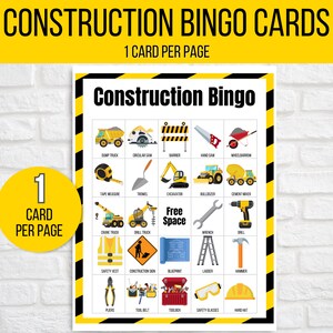 Construction Bingo, 30 Printable Construction Bingo Cards, Construction ...
