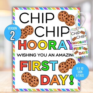 Chip Chip Hooray First Day Sign, Chip Chip Hooray First Day Tags, Back ...