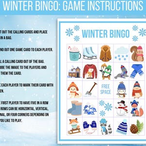 Winter Bingo, 30 Printable Winter Bingo Cards, Winter Activity for Kids ...