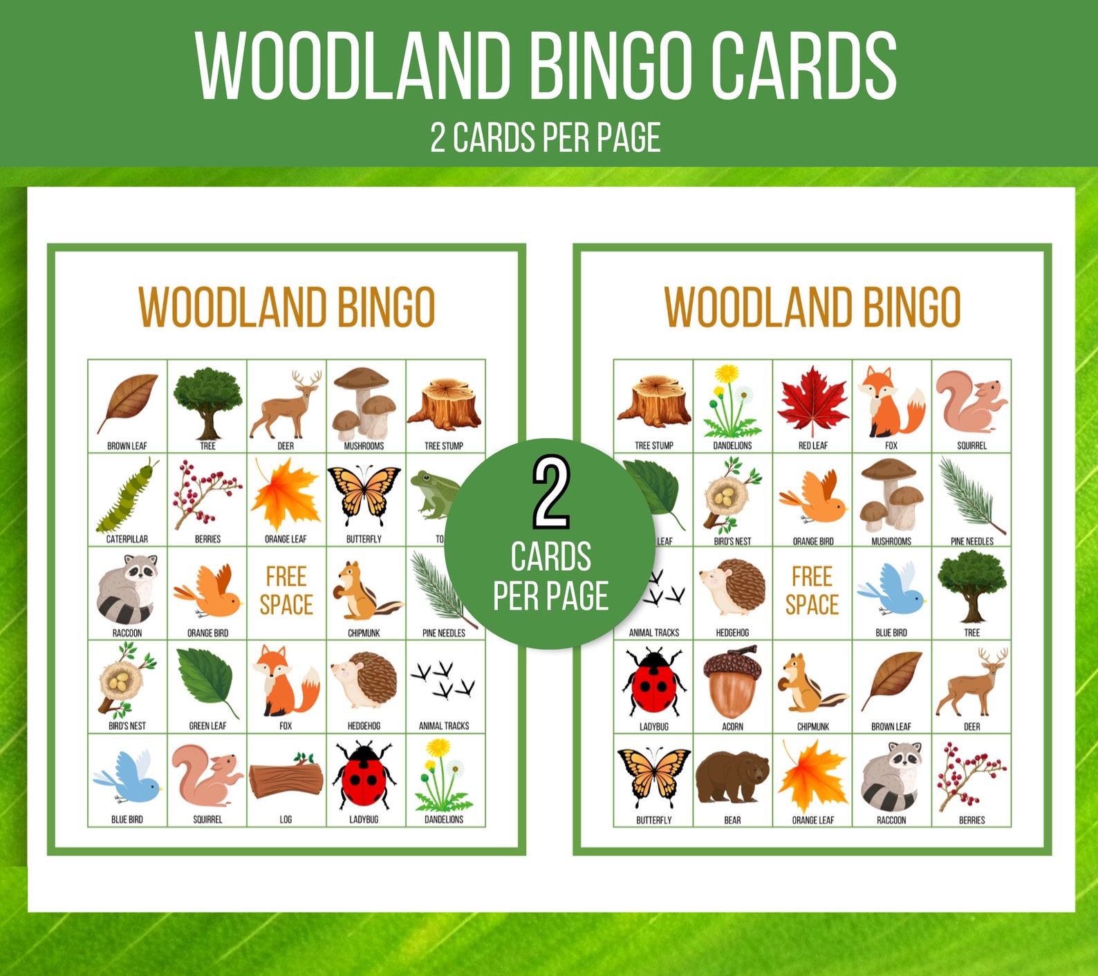 Woodland Bingo, 30 Printable Woodland Bingo Cards, Woodland Party Game ...