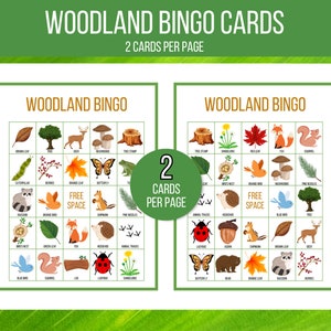Woodland Bingo, 30 Printable Woodland Bingo Cards, Woodland Party Game ...