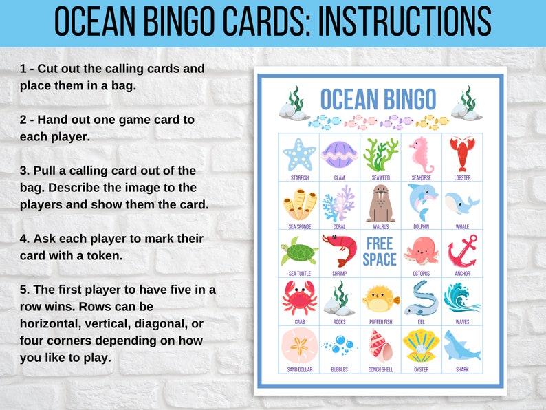 Ocean Bingo Under the Sea Bingo 30 Printable Ocean Bingo - Etsy