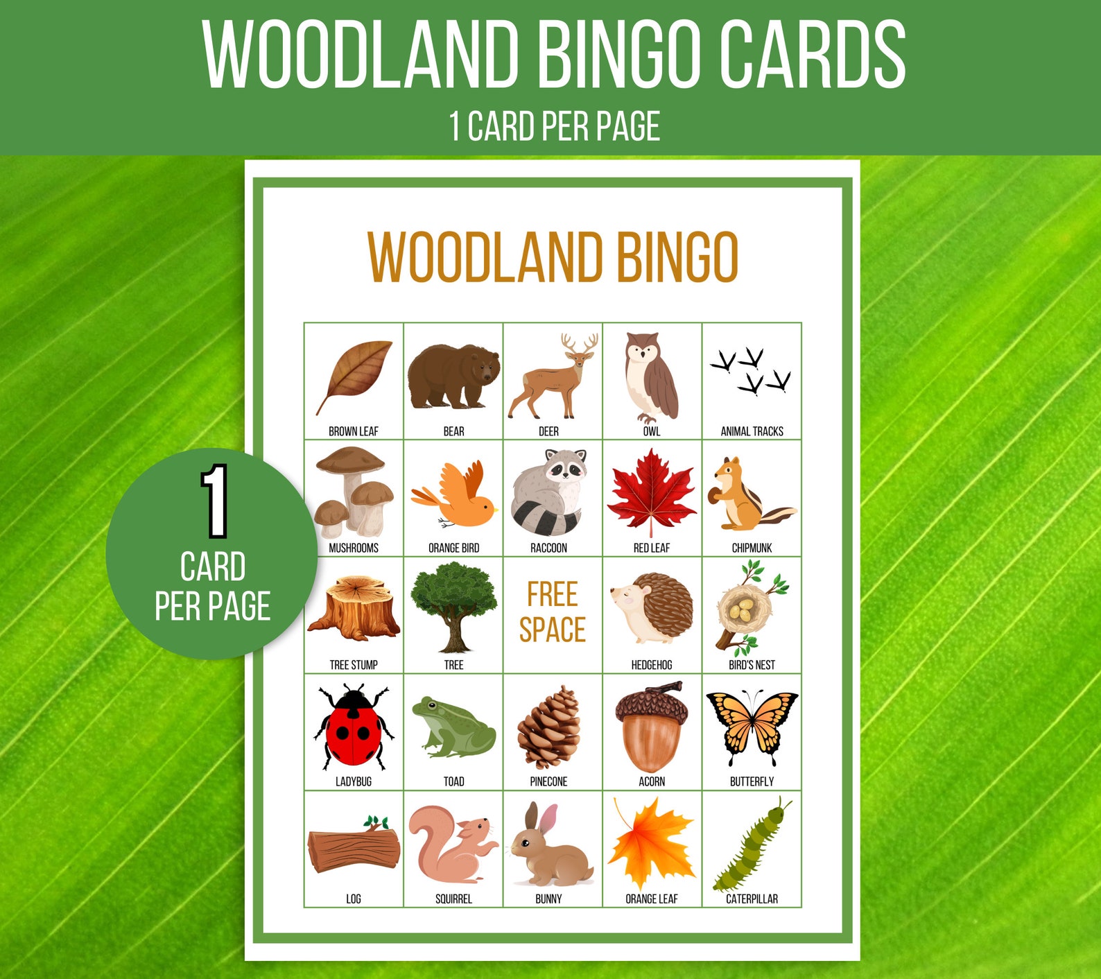 Woodland Bingo, 30 Printable Woodland Bingo Cards, Woodland Party Game ...