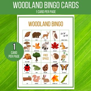 Woodland Bingo, 30 Printable Woodland Bingo Cards, Woodland Party Game ...