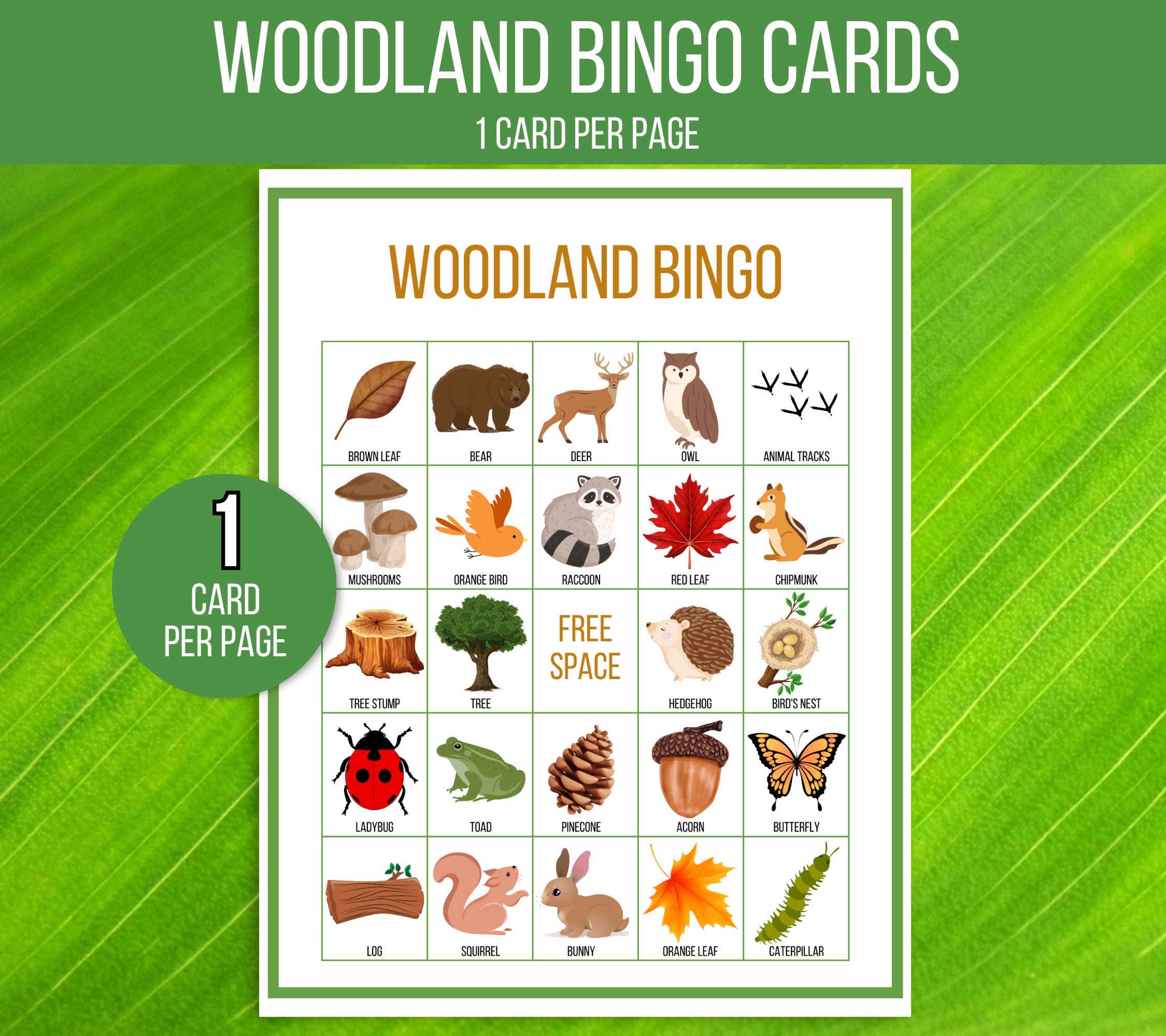 Woodland Bingo, 30 Printable Woodland Bingo Cards, Woodland Party Game ...