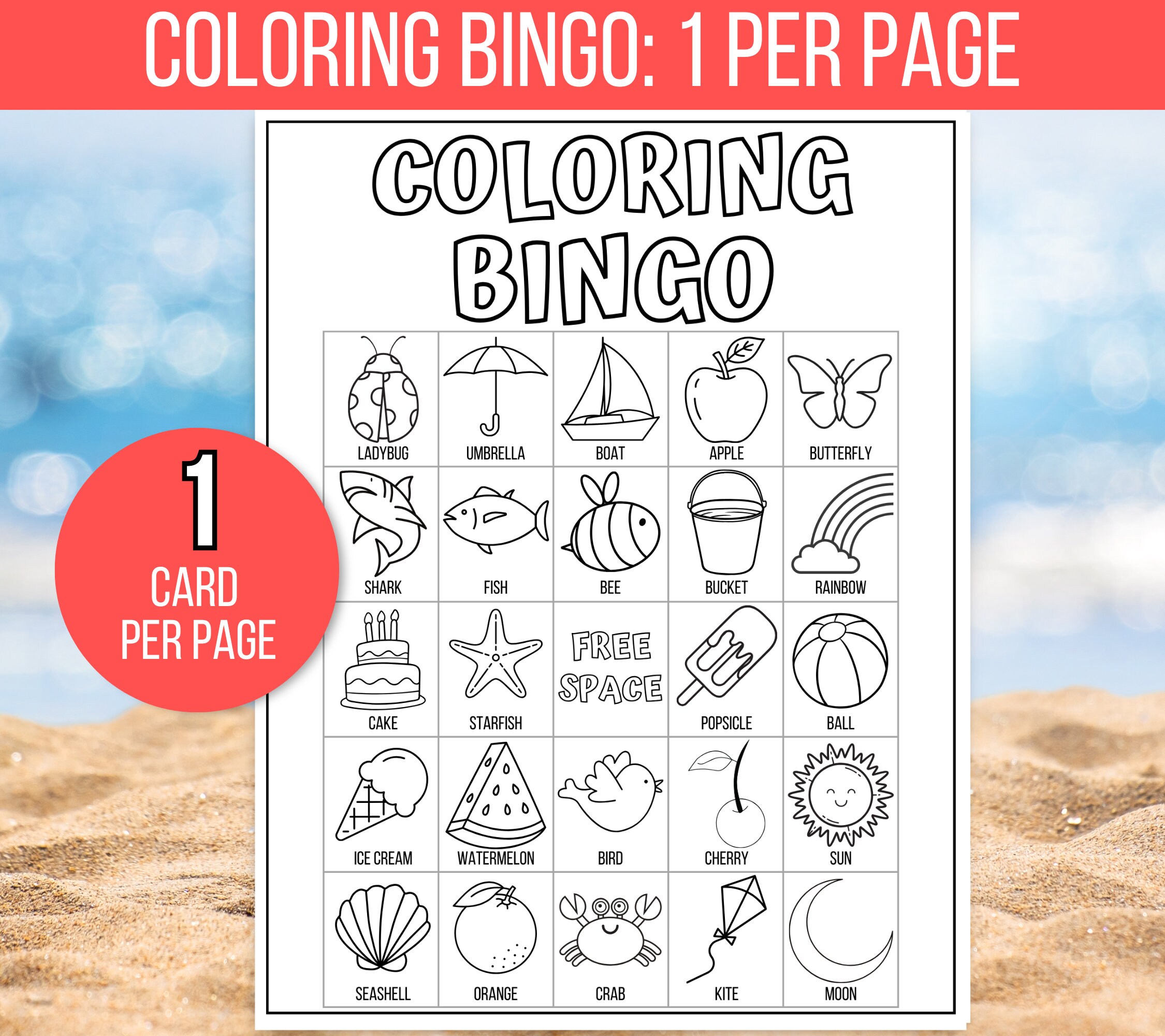 Coloring Bingo, 40 Coloring Bingo Cards, Coloring Bingo Game, Coloring ...