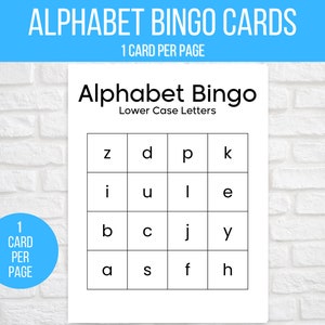 Alphabet Bingo, 100 Printable Alphabet Bingo Cards, ABC Practice, ABC ...