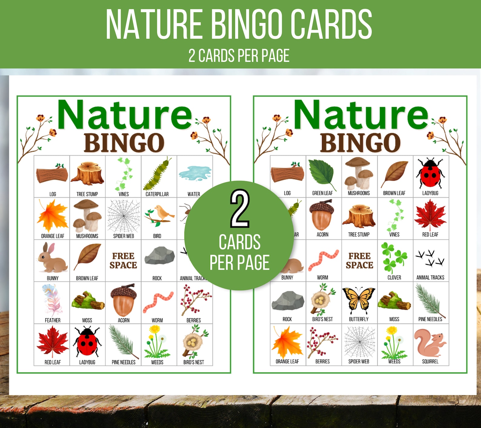 Nature Bingo, 30 Printable Nature Bingo Cards, Nature Party Game ...