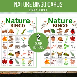Nature Bingo, 30 Printable Nature Bingo Cards, Nature Party Game ...