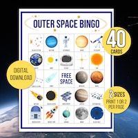Outer Space Bingo Game Printable, Astronaut Party Activity, 50 Unique ...