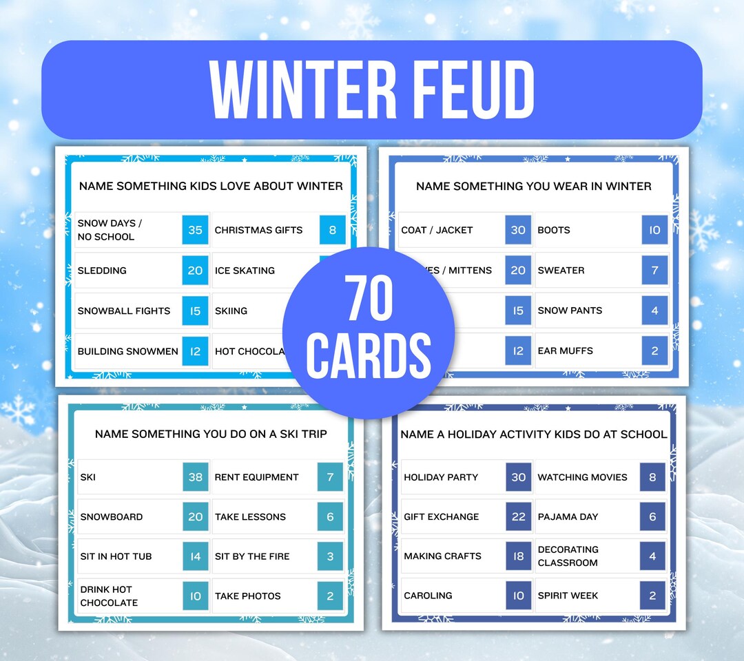 Winter Feud Game, Holiday Feud Game, Winter Activity, Winter Game ...