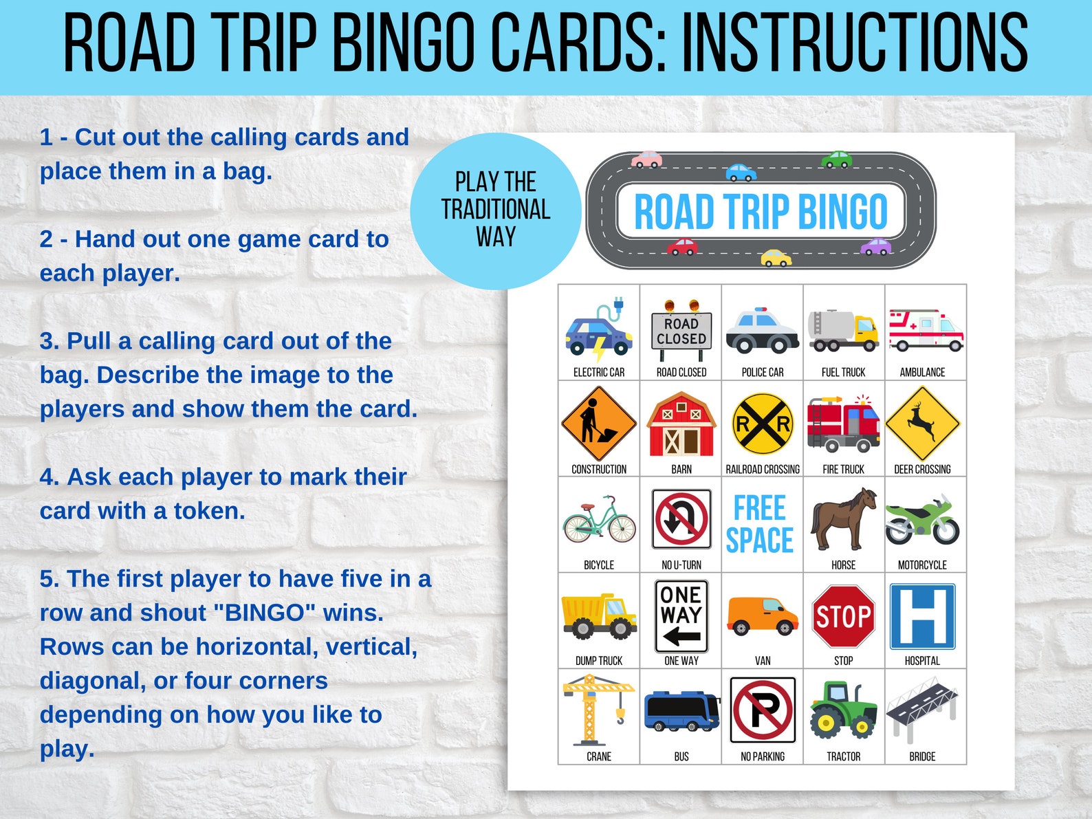 Road Trip Bingo 10 Printable Road Trip Bingo Cards Family - Etsy