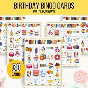 Birthday Bingo, 30 Birthday Party Bingo Cards, Birthday Game, Happy ...