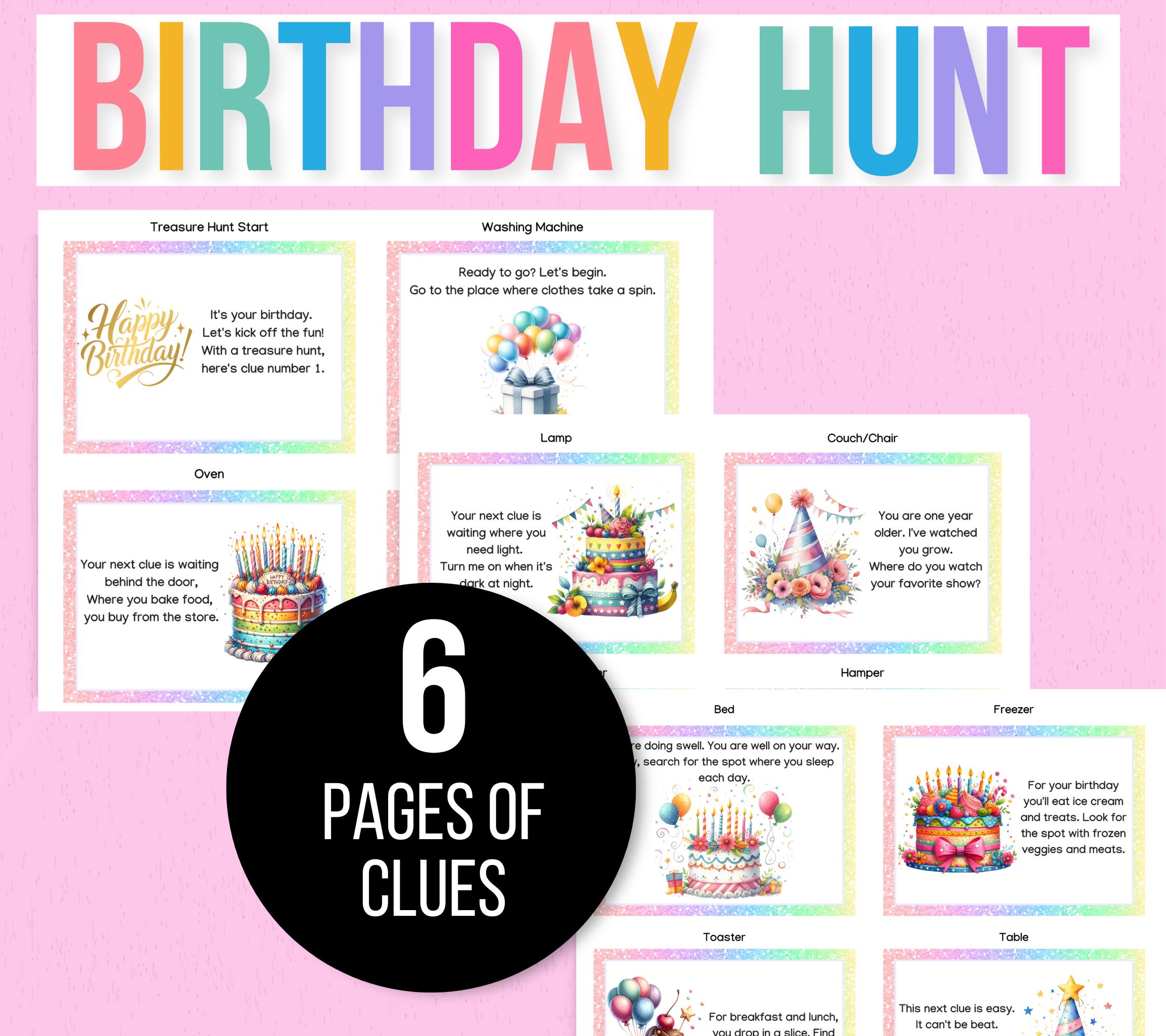 Indoor Birthday Treasure Hunt, Indoor Birthday Scavenger Hunt, Treasure ...