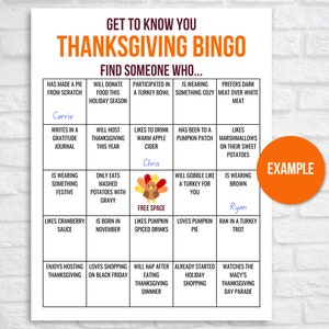 Thanksgiving Get to Know You Bingo, Find Someone Who Bingo, Find the ...