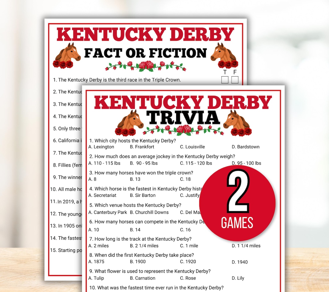 Kentucky Derby Trivia Game, Kentucky Derby Game, Kentucky Derby Trivia ...