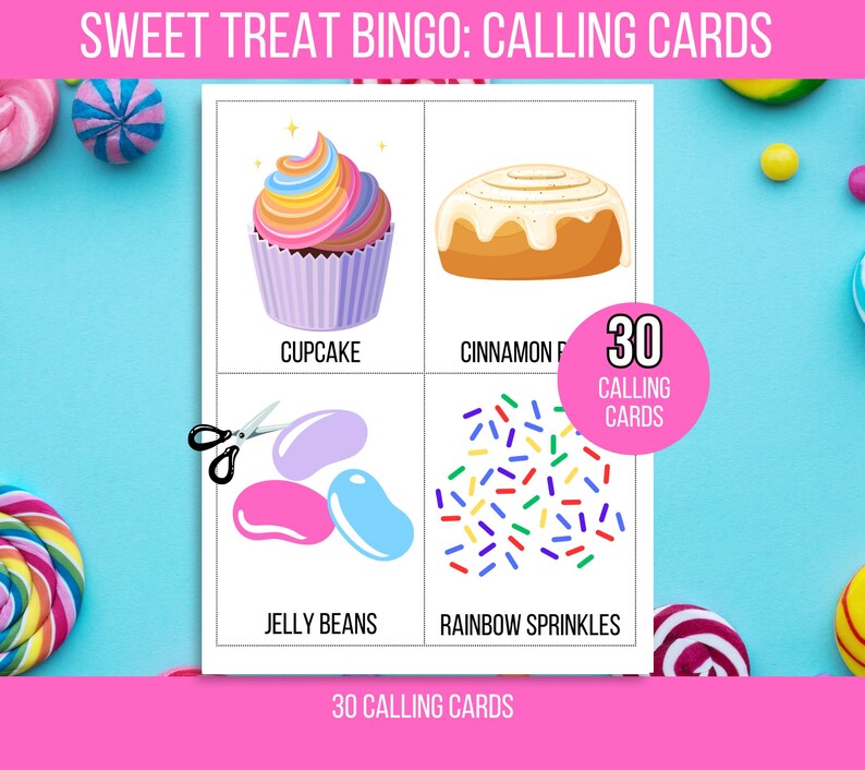 Sweet Treats Bingo, Candy Bingo, 30 Printable Candy Bingo Cards, Candy ...