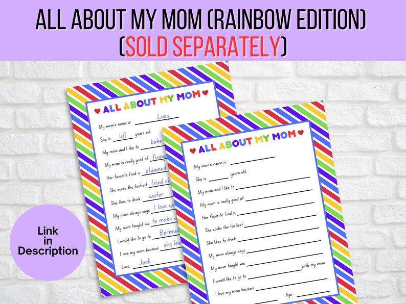 All About My Mom Fill in the Blanks Questionnaire - Etsy