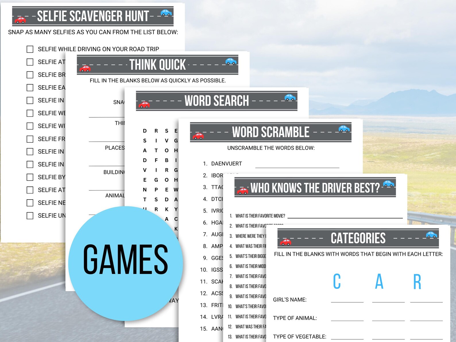 Mega Kids Road Trip Games, Travel Activities, Road Trip Games Bundle ...