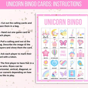 Unicorn Bingo, 30 Printable Unicorn Bingo Cards, Unicorn Birthday ...