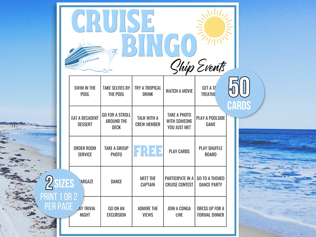 Cruise Bingo, 50 Printable Cruise Bingo Cards, Cruise Ship Activities ...