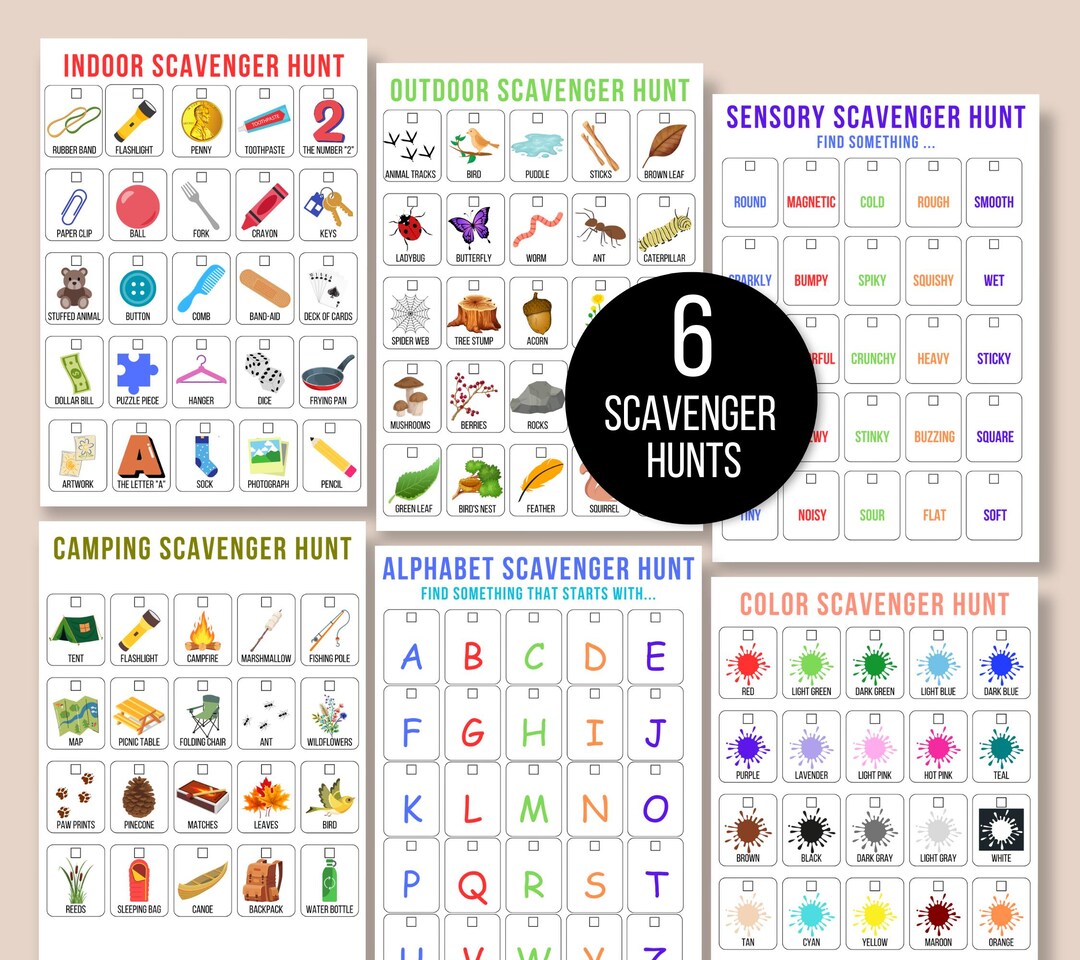 Scavenger Hunt Set for Kids, Indoor Scavenger Hunt for Kids, Outdoor ...