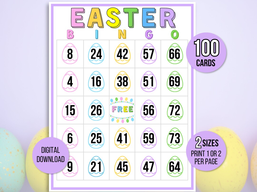Easter Bingo, 100 Easter Bingo Cards, Printable Easter Activity for ...