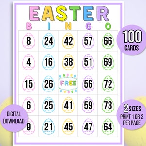 Easter Bingo, 100 Easter Bingo Cards, Printable Easter Activity for ...