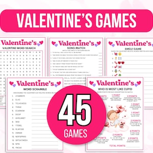 Valentine's Day Game Bundle, 45 Printable Valentines Games, Valentines ...