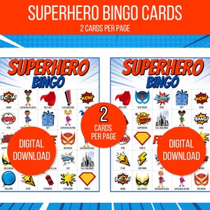 Superhero Bingo, 30 Superhero Bingo Cards, Superhero Game, Superhero ...
