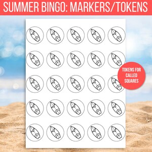 Summer Bingo, 20 Summer Bingo Cards, Coloring Bingo Game, Summer Game ...