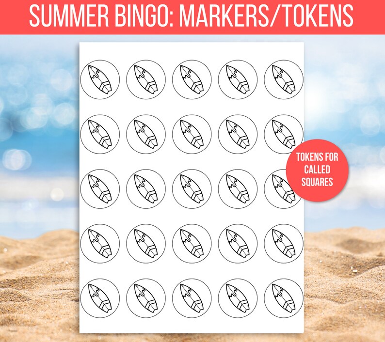 Summer Bingo, 40 Summer Bingo Cards, Coloring Bingo Game, Summer Game ...