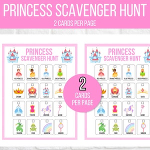 Princess Scavenger Hunt, Printable Princess Party Game, Princess ...