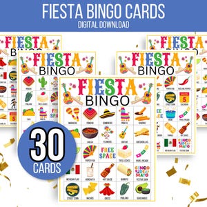 Fiesta Bingo, 30 Printable Fiesta Bingo Cards, Fiesta Activity for Kids ...