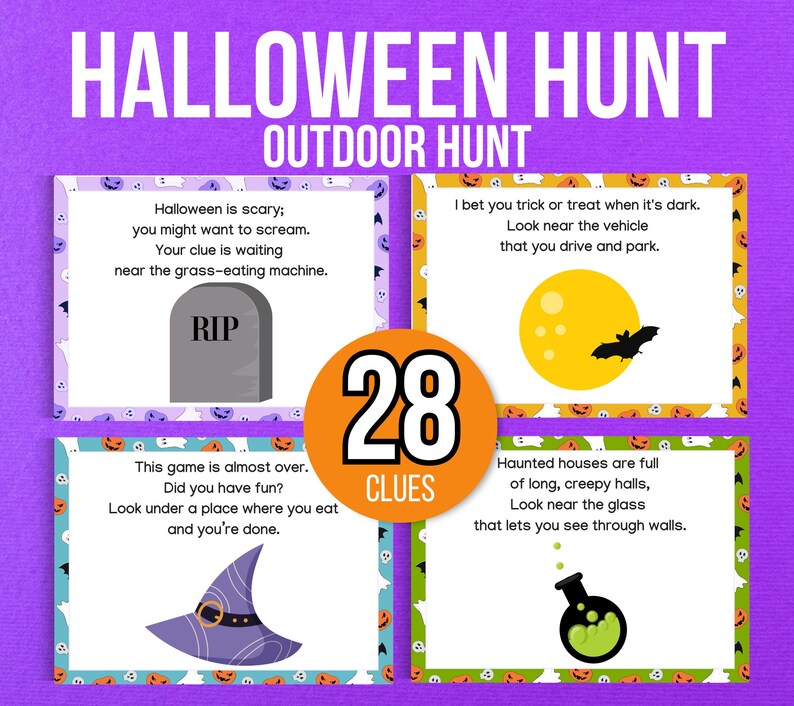 Outdoor Halloween Treasure Hunt, Outdoor Halloween Scavenger Hunt, 28 ...