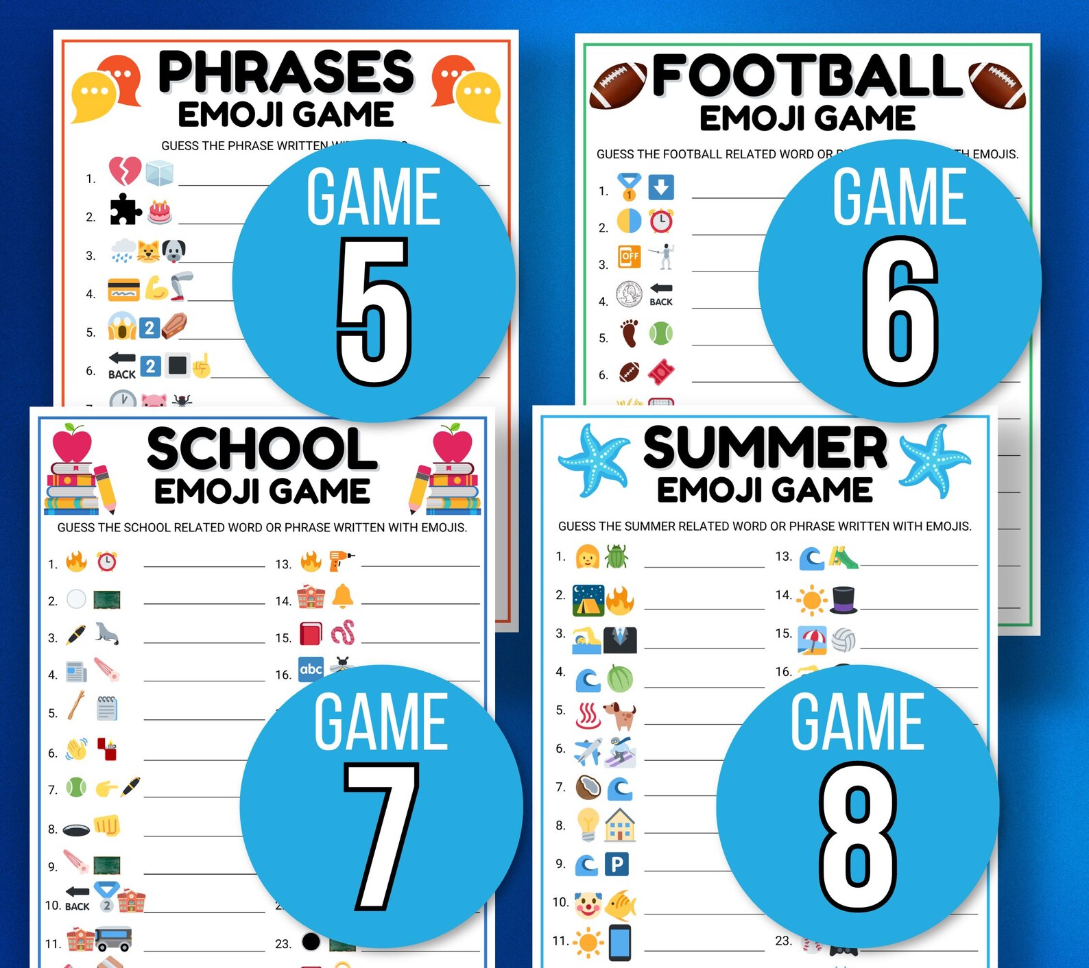 Emoji Games Bundle, Emoji Party Games, Emoji Games, Fun Emoji Printable ...