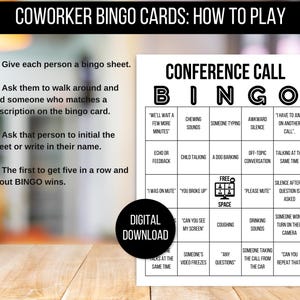 Conference Call Bingo, 50 Conference Call Bingo Game Cards, Conference ...