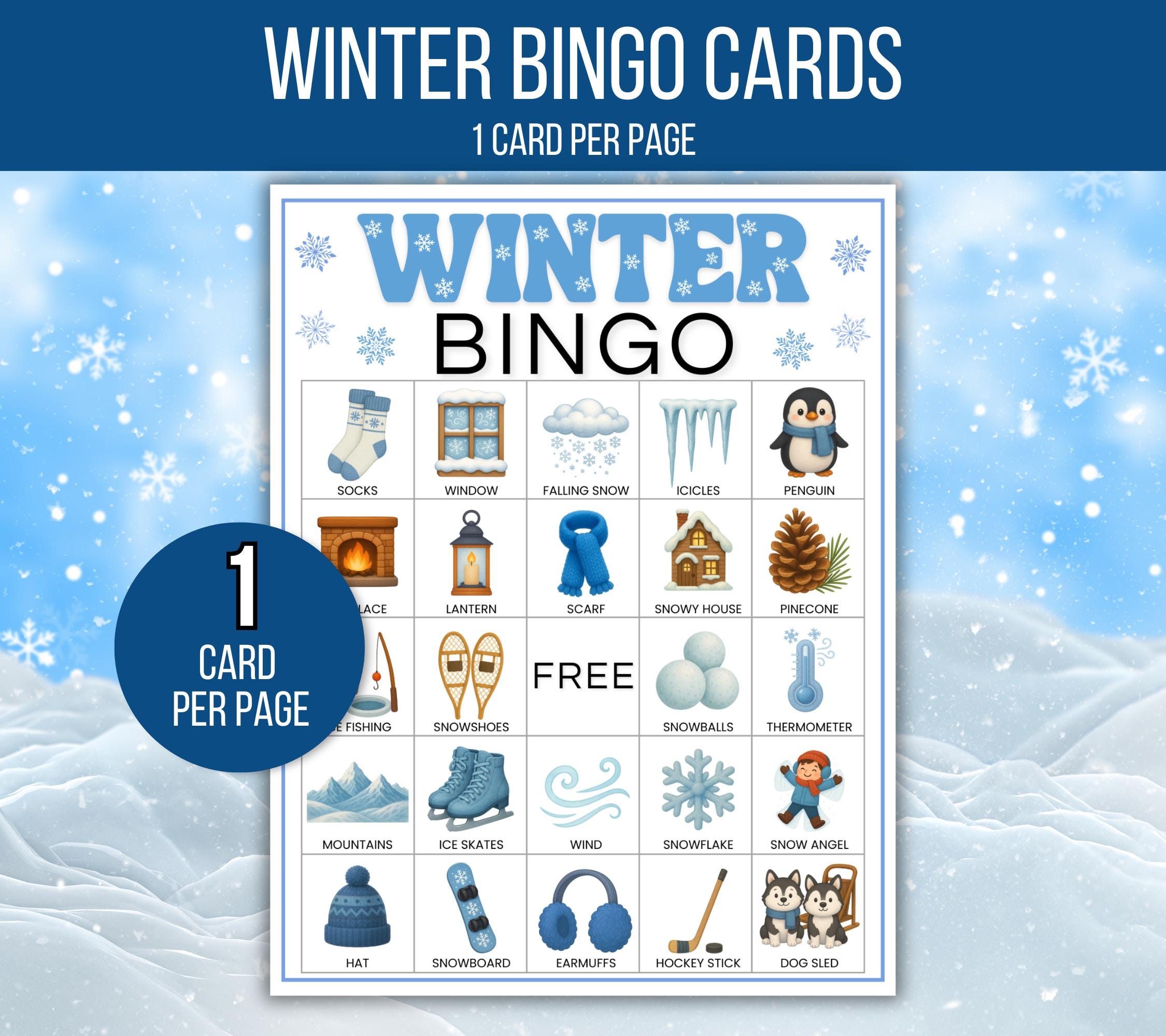 Winter Bingo, 60 Winter Bingo Cards, Winter Games, Winter Activity for ...