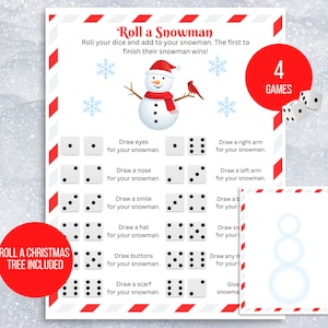Roll a Snowman Printable, Roll a Christmas Tree, Roll a Dice Bundle ...