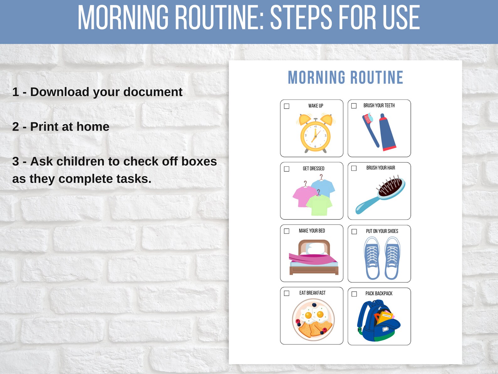 Kids Morning and Evening Routine Charts Morning Routine for - Etsy