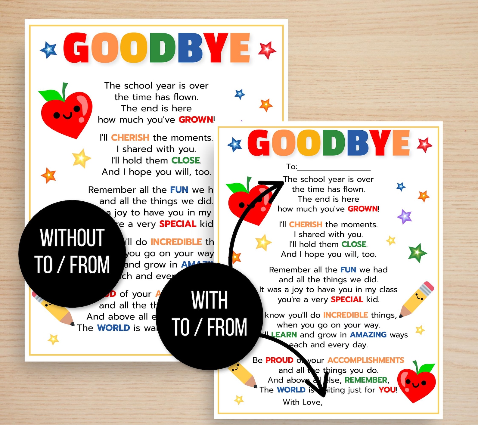 End of School Year Letter for Students, Gift From Teacher, Last Day of ...