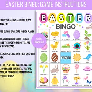 Easter Bingo, 60 Printable Easter Bingo Cards, Easter Activity for Kids ...
