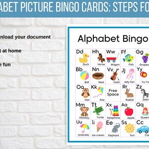 Picture Alphabet Bingo 30 Printable Alphabet Bingo (Download Now) - Etsy