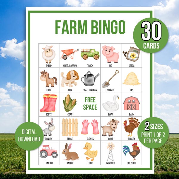 Printable Barnyard Bingo - Etsy