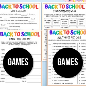 Back to School Games, Back to School Game Bundle, Back to School ...