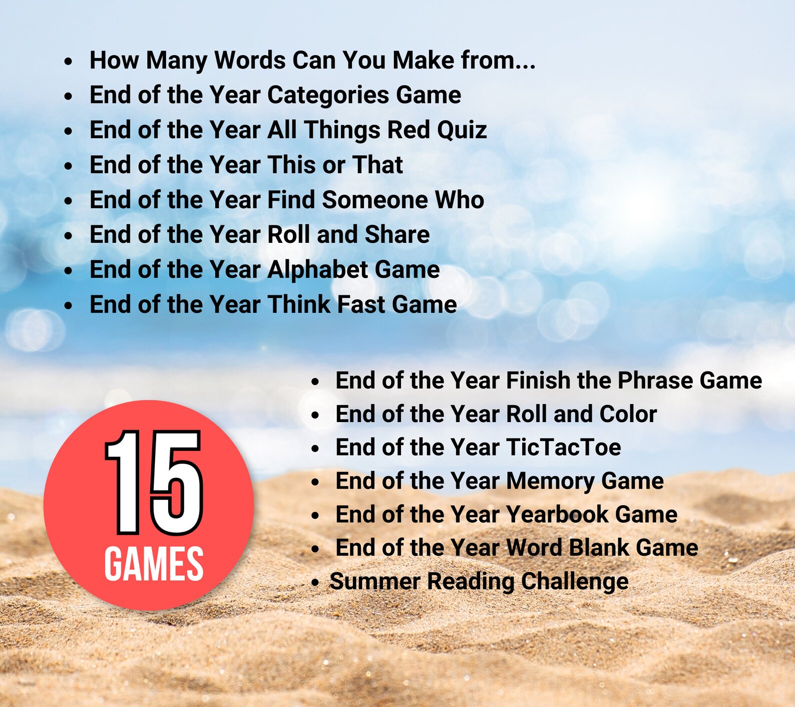 End of Year Party Games, Last Day of School Game Bundle, End of School ...