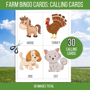 Farm Bingo, 30 Printable Farm Bingo Cards, Barnyard Bingo, Barnyard ...