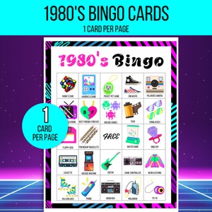 80s Bingo, 1980s Bingo, Retro Bingo, 30 Printable 1980s Bingo Cards ...