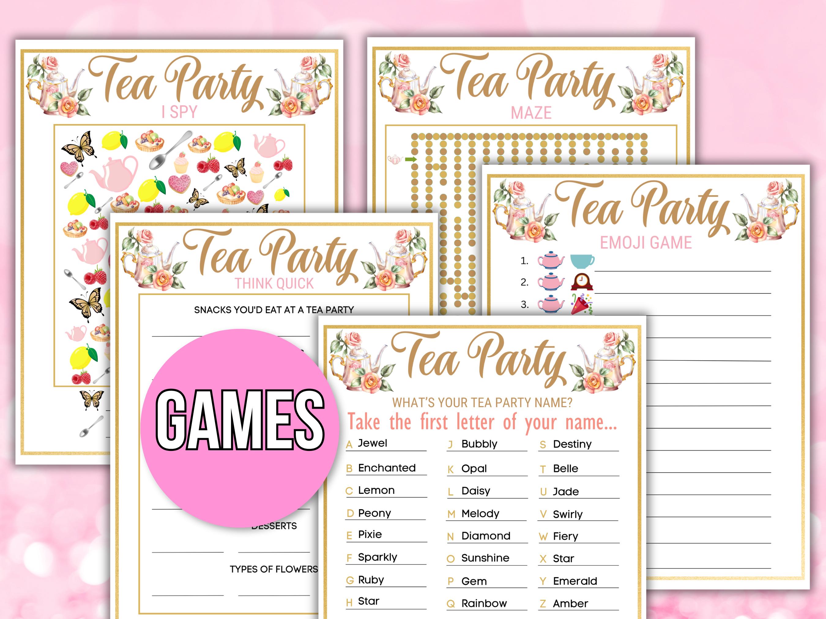 Tea Party Games Printable, Tea Party Activities, Girls Tea Party Games ...