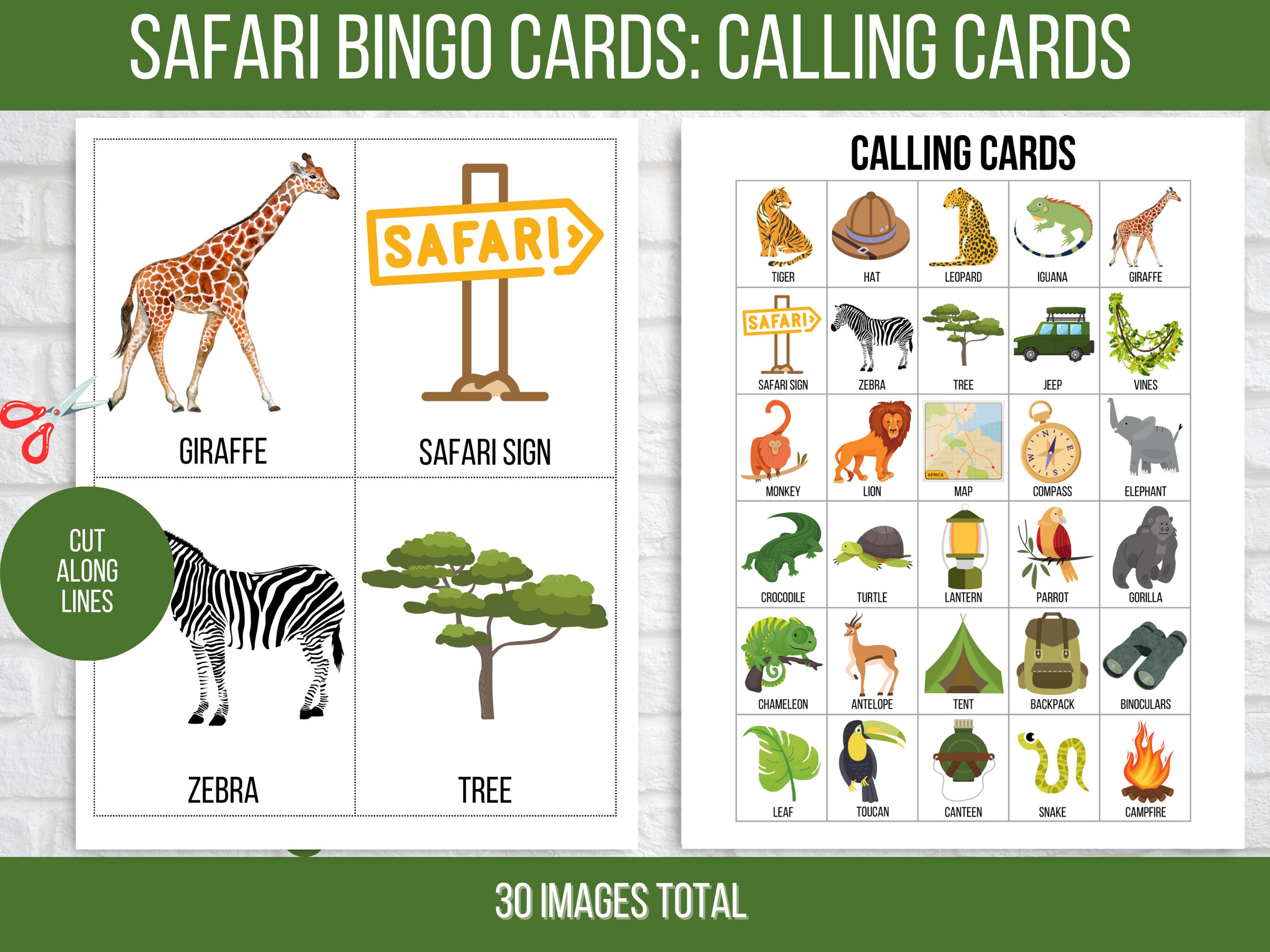 Safari Bingo 30 Printable Safari Bingo Cards Safari Party - Etsy